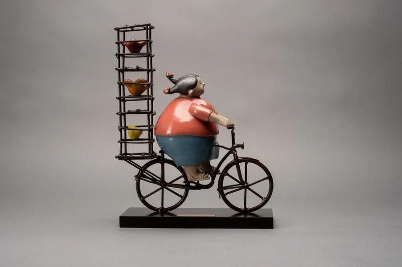 Lady Bird Seller on a Bike – Handmade Mexican Ceramic Lady Bird Seller ...