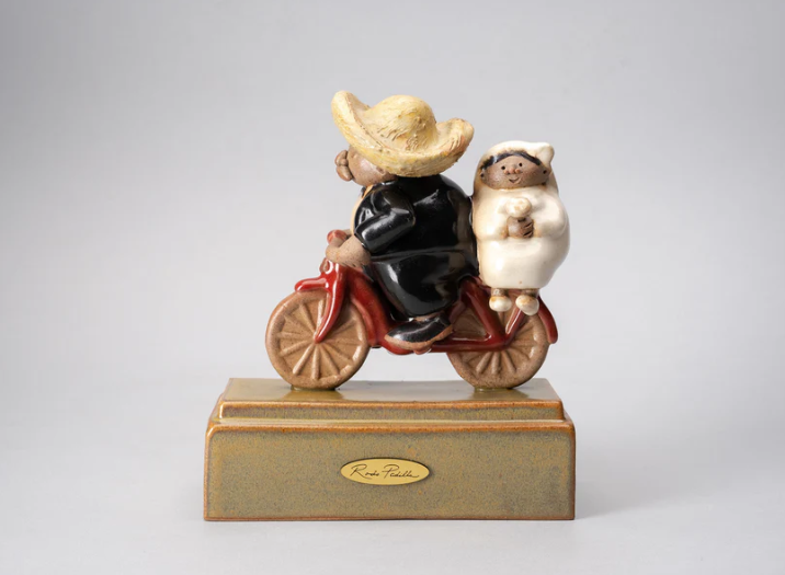 Newlyweds on a Bike – Handmade Mexican Ceramic Newlyweds on Bicycle Sc ...
